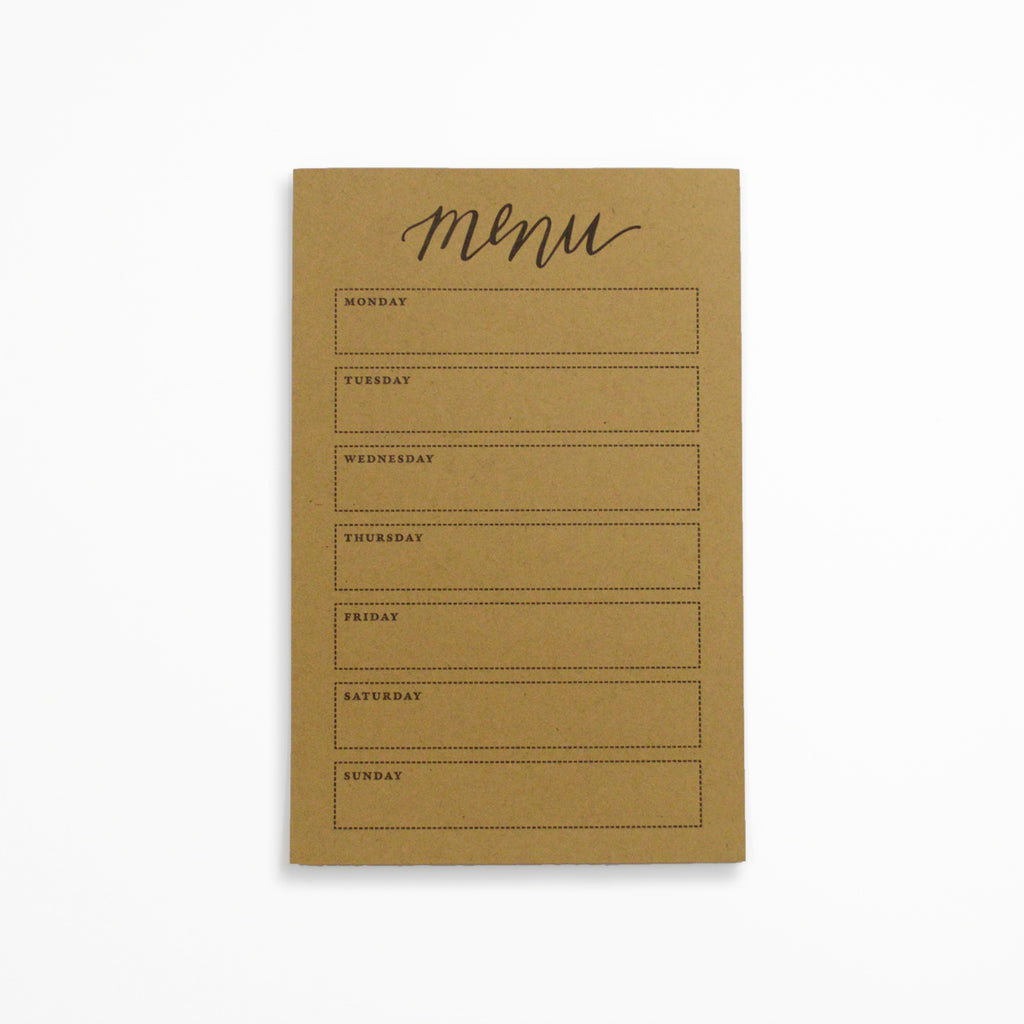 Menu Calendar Notepad - Kraft – Wild Ink Press